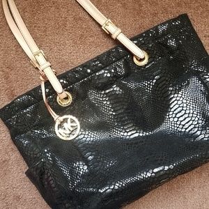 Michael Kors | Bags | Michael Kors Jet Set Tote Black Python Embossed ...